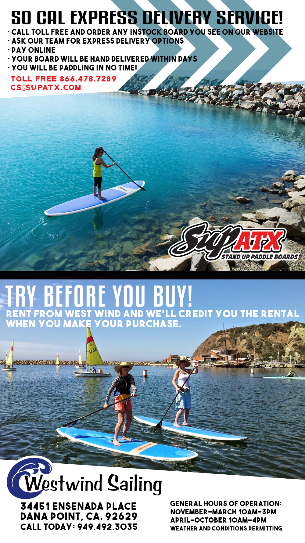 SUP ATX Factory Showroom in California. New and Used SUP Paddle Boards